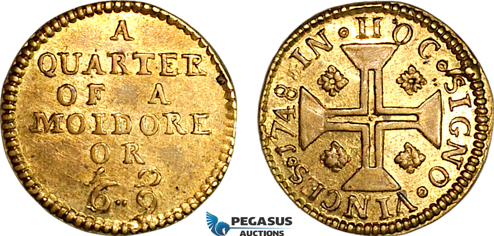 Portugal & Brazil Monetary Weight for 1/4 Moidore (1000 Reis) 1748 UNC ...