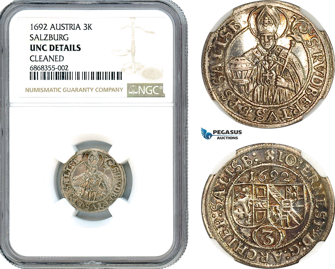 Austria 3 Kreuzer 1692 NGC UNC Details | MA-Shops