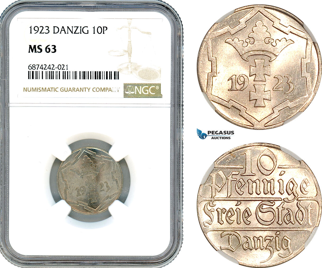 Poland, Danzig 10 Pfennig 1923 NGC MS63 | MA-Shops