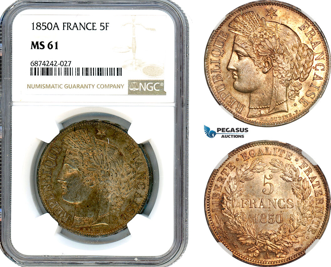 France 5 Francs 1850 NGC MS61 | MA-Shops