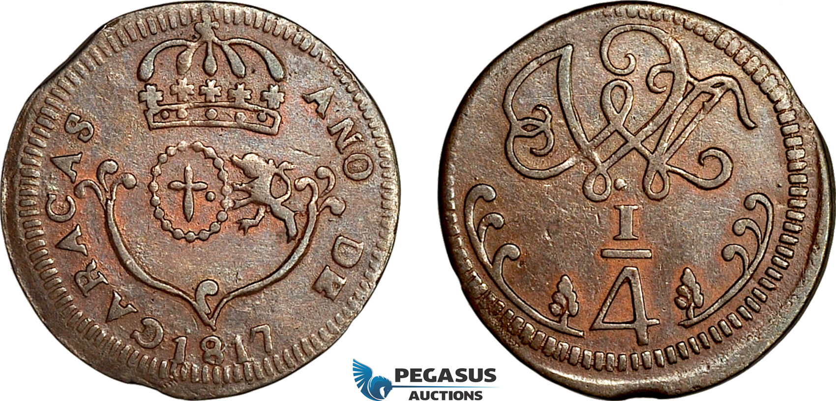 Venezuela, Caracas 1/4 Real 1817 AU | MA-Shops