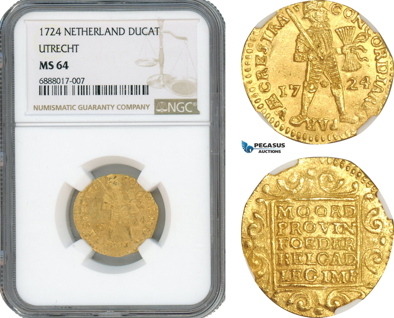 Netherlands Ducat 1724 NGC MS64 | MA-Shops