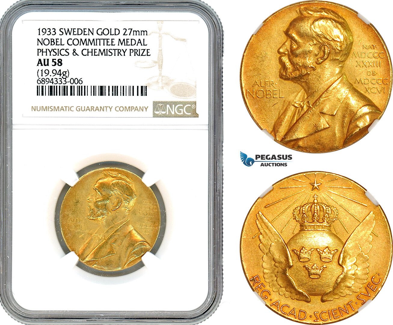 Sweden Gold Medal 1933 NGC AU58 | MA-Shops