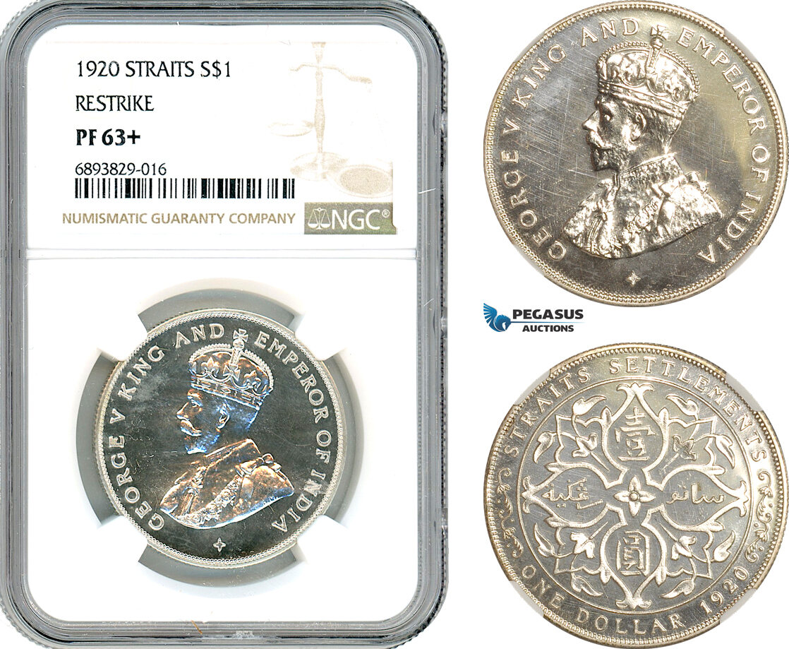 Straits Settlements Restrike 1 Dollar 1920 NGC PF63+ | MA-Shops