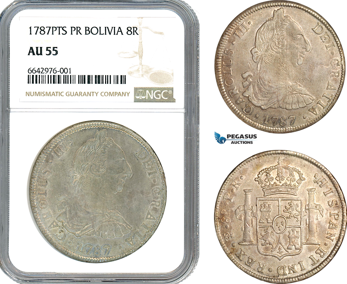 Bolivia 8 Reales 1787 NGC AU55 | MA-Shops