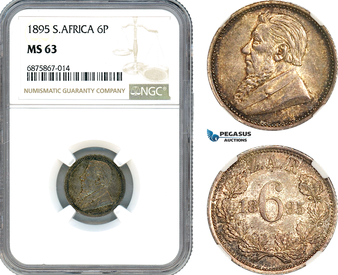 South Africa Sixpence (6P) 1895 NGC MS63 | MA-Shops