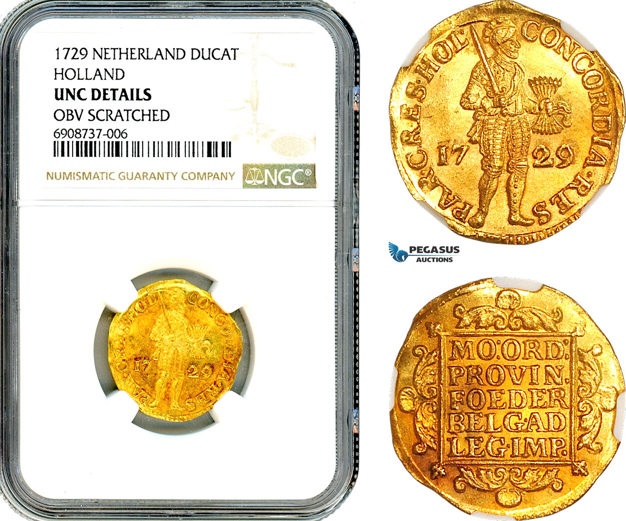 Netherlands Ducat 1729 NGC UNC Details | MA-Shops