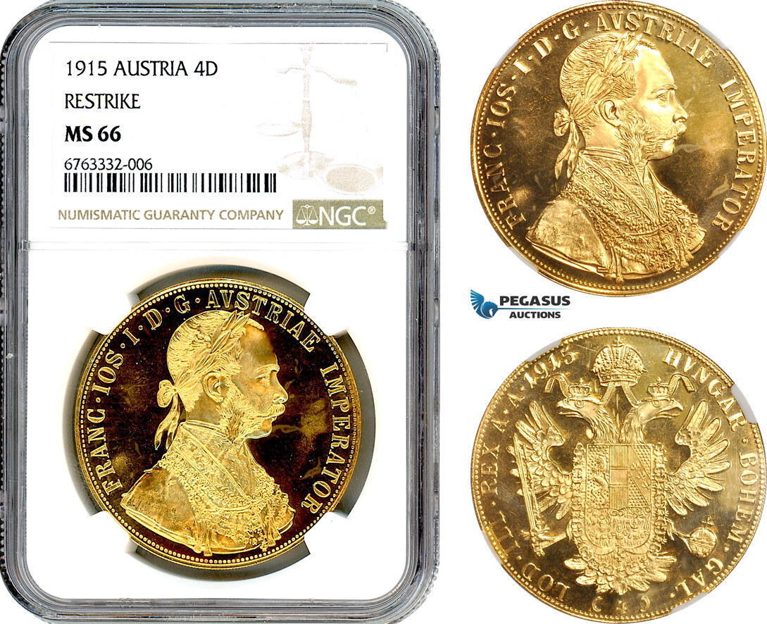 Austria Restrike 4 Ducats 1915 NGC MS66 | MA-Shops