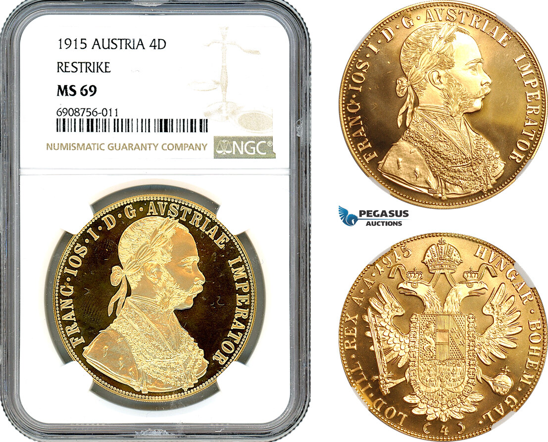 Austria Restrike 4 Ducats 1915 NGC MS69 | MA-Shops