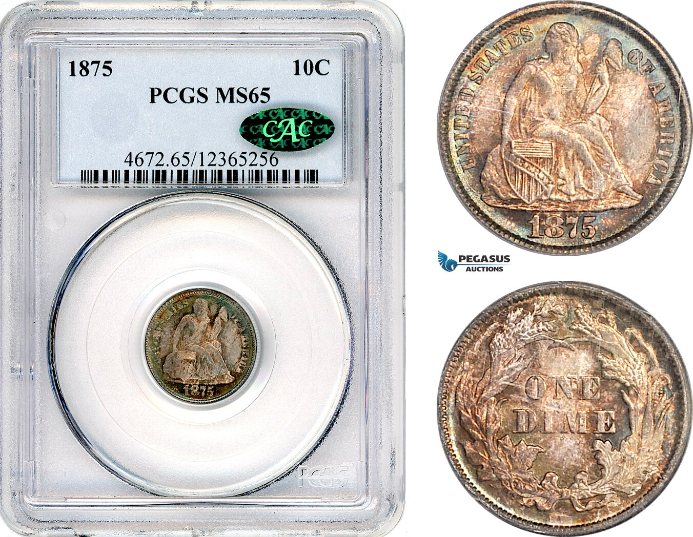 United States Liberty Seated Dime (10c) 1875 PCGS MS65 | MA-Shops