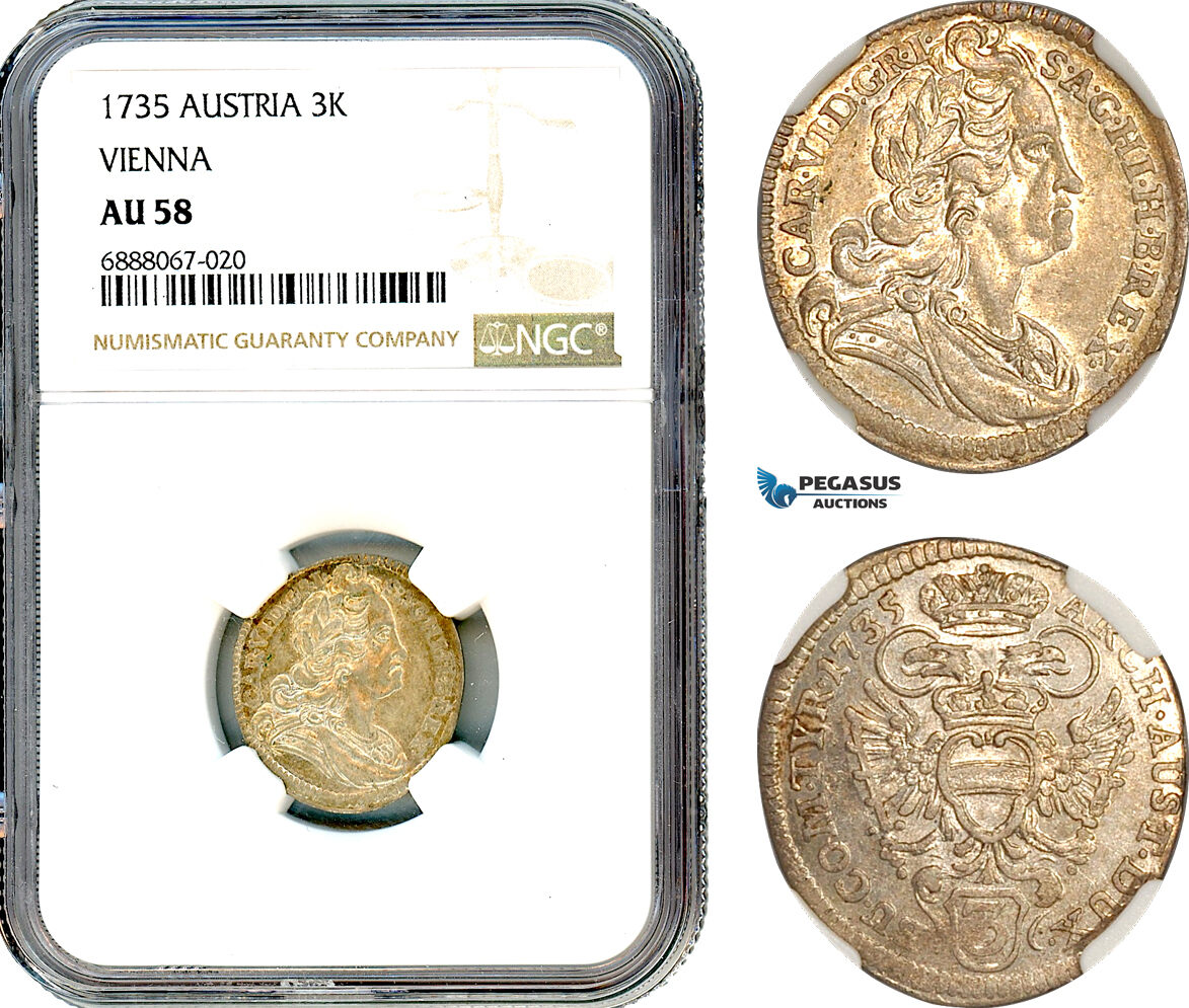 Austria 3 Kreuzer 1735 NGC AU58 | MA-Shops