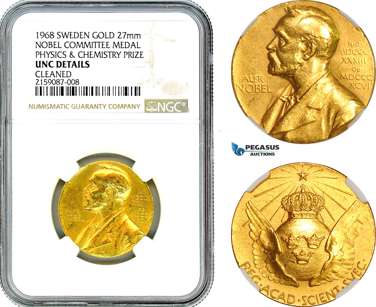 Sweden Gold Medal, Alfred Nobel 1968 NGC UNC Details | MA-Shops