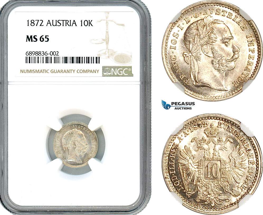 Austria 10 Kreuzer 1872 NGC MS65 | MA-Shops