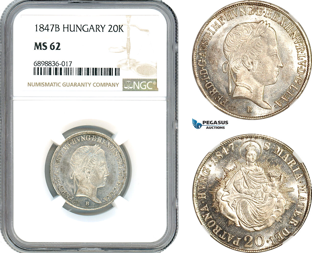 Hungary 20 Kreuzer 1847 NGC MS62 | MA-Shops