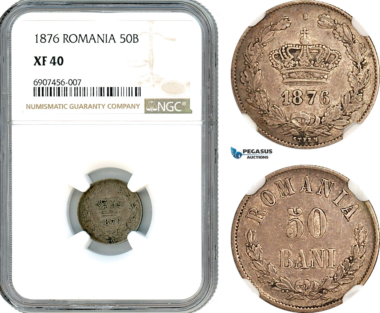 Romania 50 Bani 1876 NGC XF40 | MA-Shops