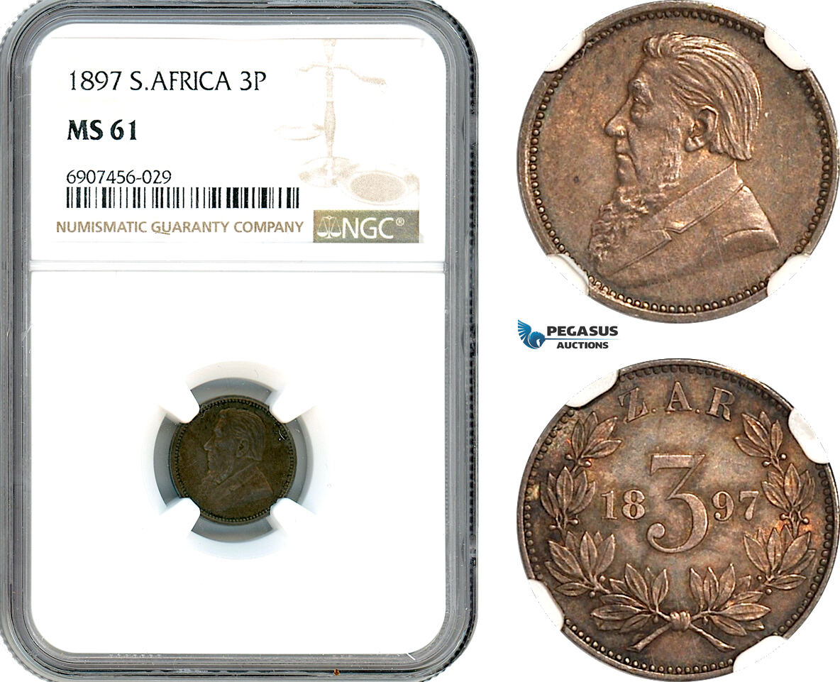 South Africa 3 Pence 1897 NGC MS61 | MA-Shops