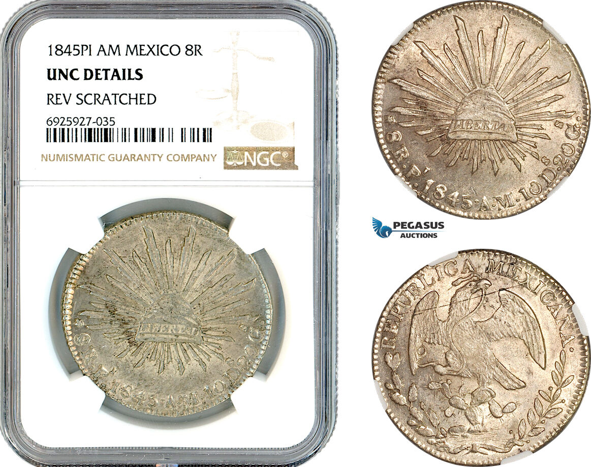 Mexico 8 Reales 1845 NGC UNC Details | MA-Shops