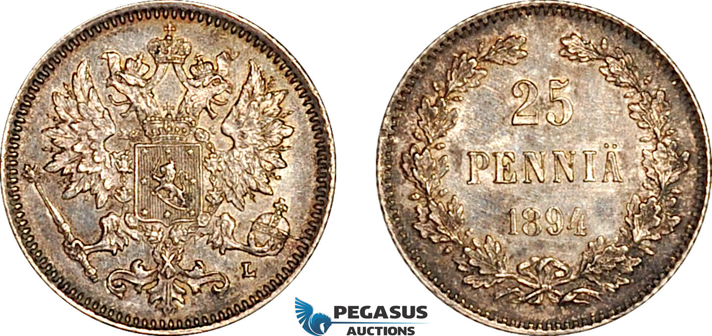 Finland 25 Pennia 1894 AU-UNC | MA-Shops