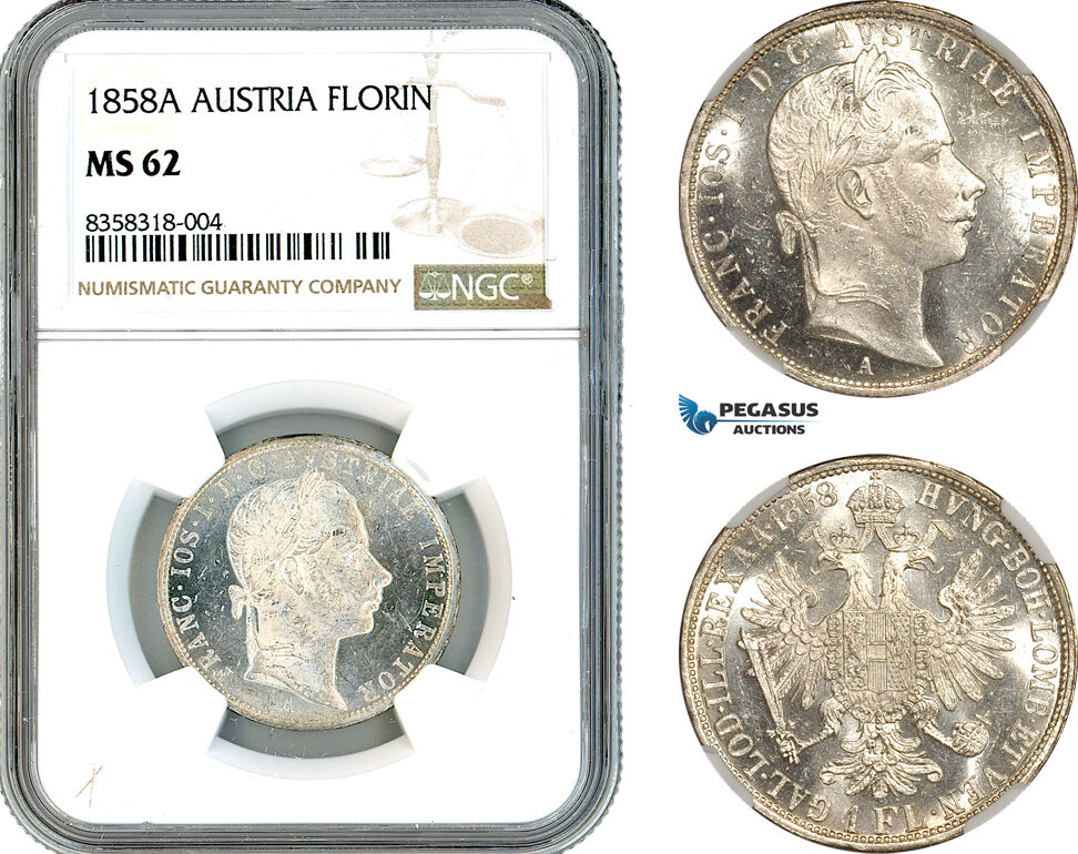 Austria 1 Florin 1858 NGC MS62 | MA-Shops