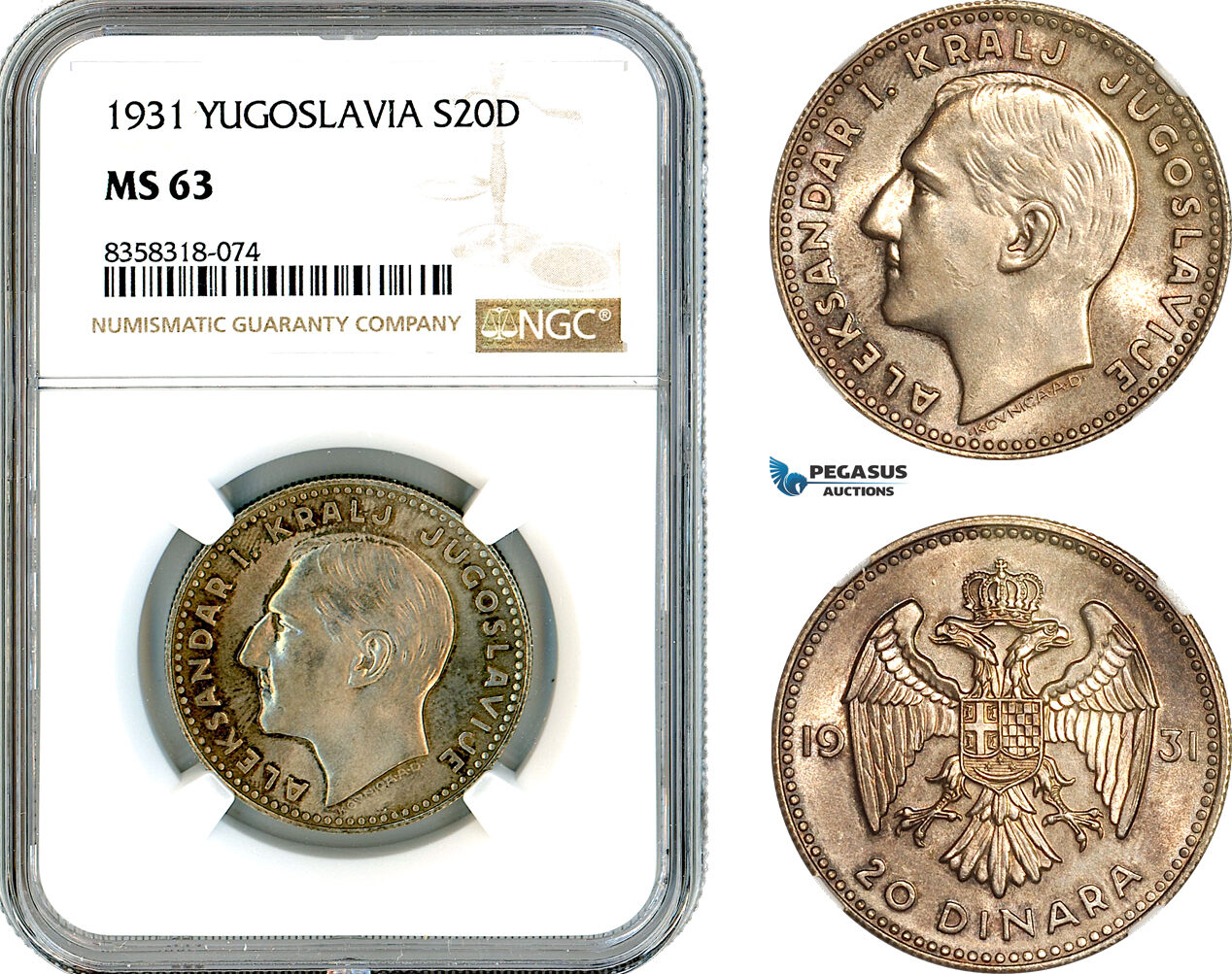 Yugoslavia 20 Dinara 1931 NGC MS63 | MA-Shops