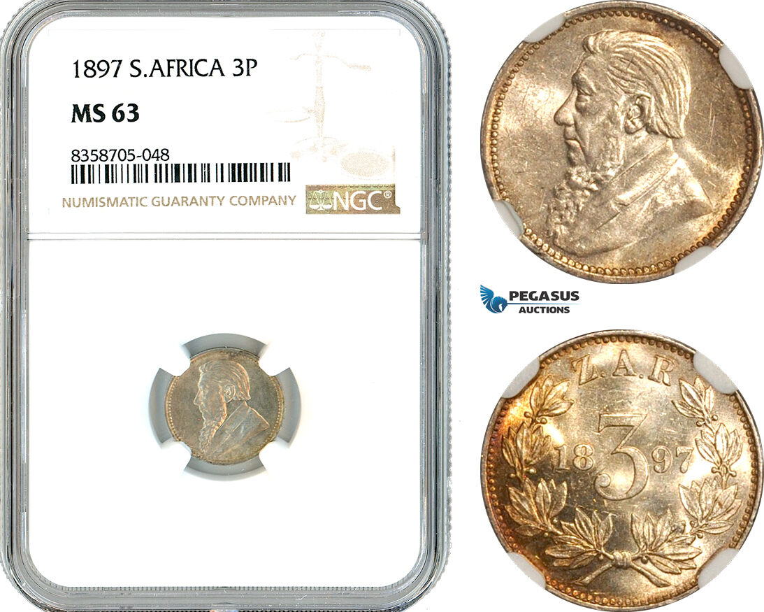 South Africa 3 Pence 1897 NGC MS63 | MA-Shops