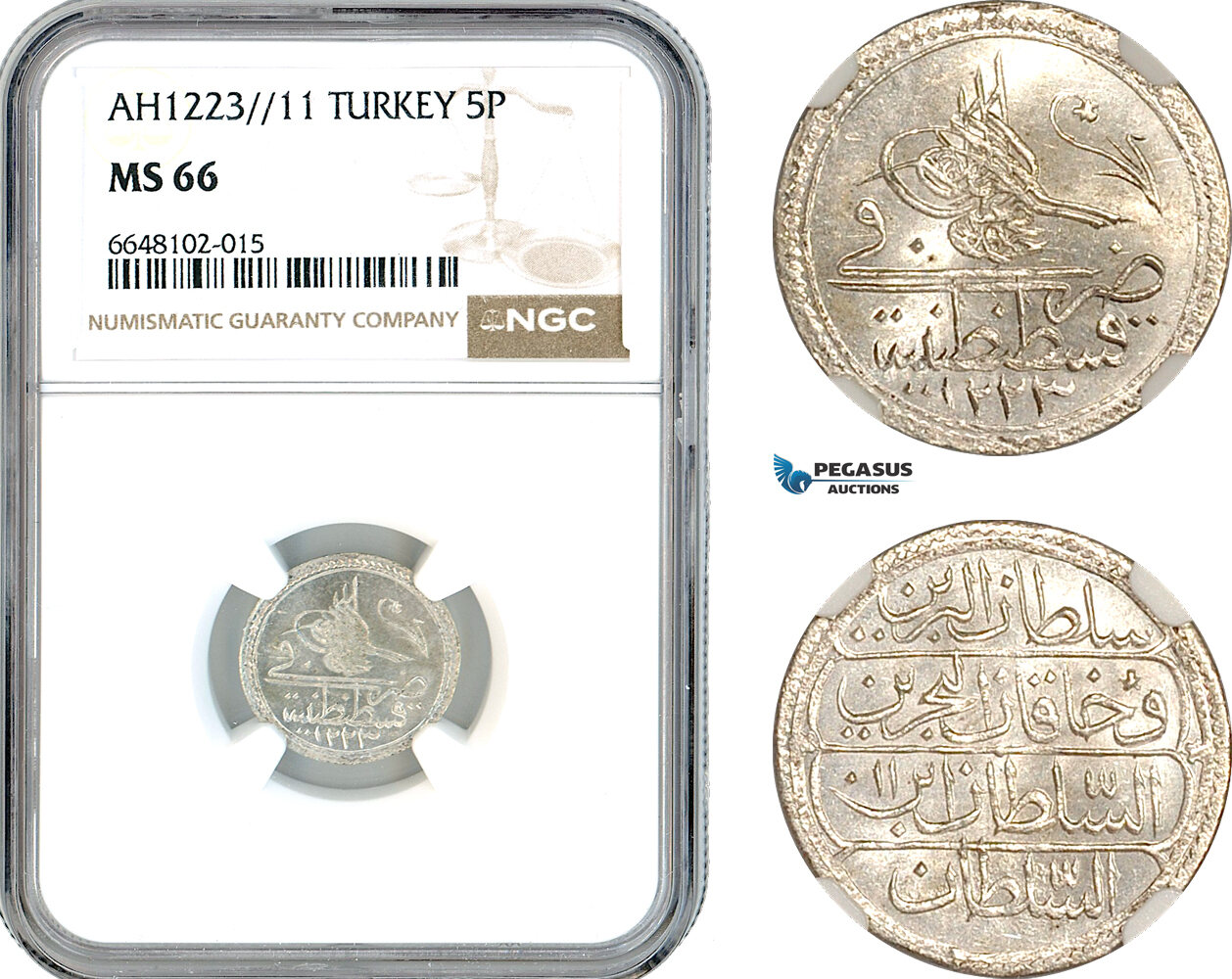 Turkey, Ottoman Empire 5 Para AH1223//11 NGC MS66, Top Pop & Single ...