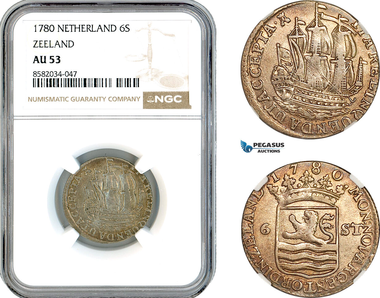 Netherlands, Zeeland 6 Stuiver 1780 NGC AU53 | MA-Shops