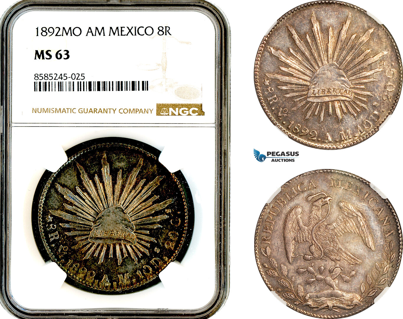 Mexico 8 Reales 1892 NGC MS63 | MA-Shops