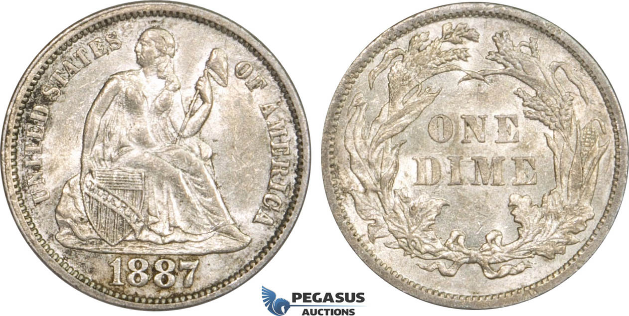 United States Liberty Seated Dime (10C) 1887 Liberty Seated Dime AU ...