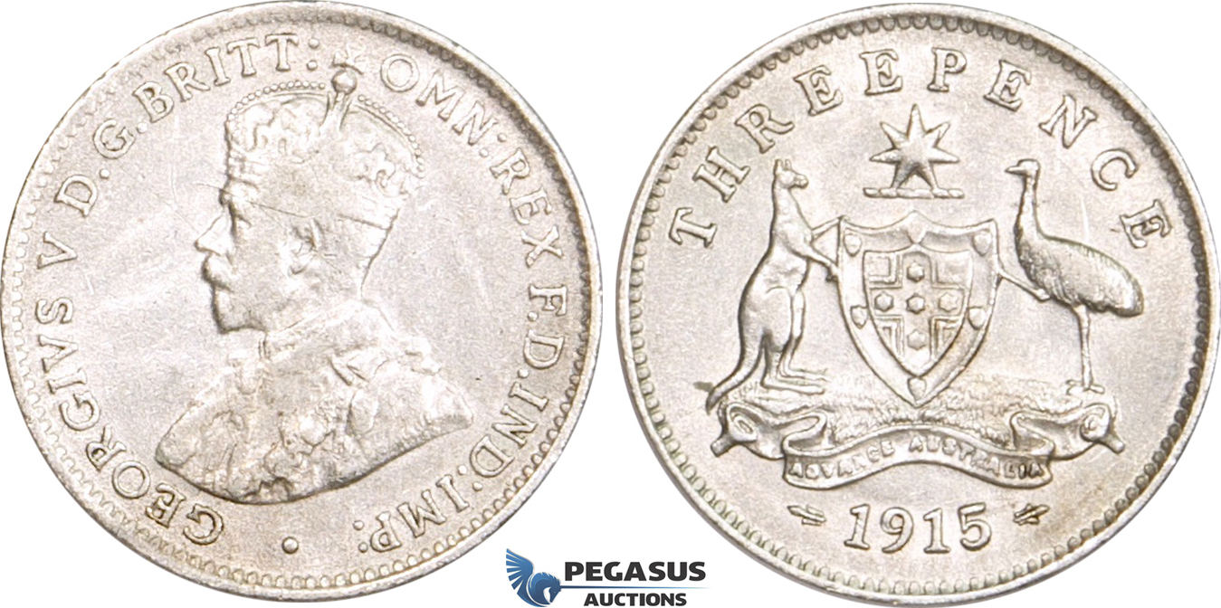 Australia Threepence (3P) 1915 George V VF-XF | MA-Shops