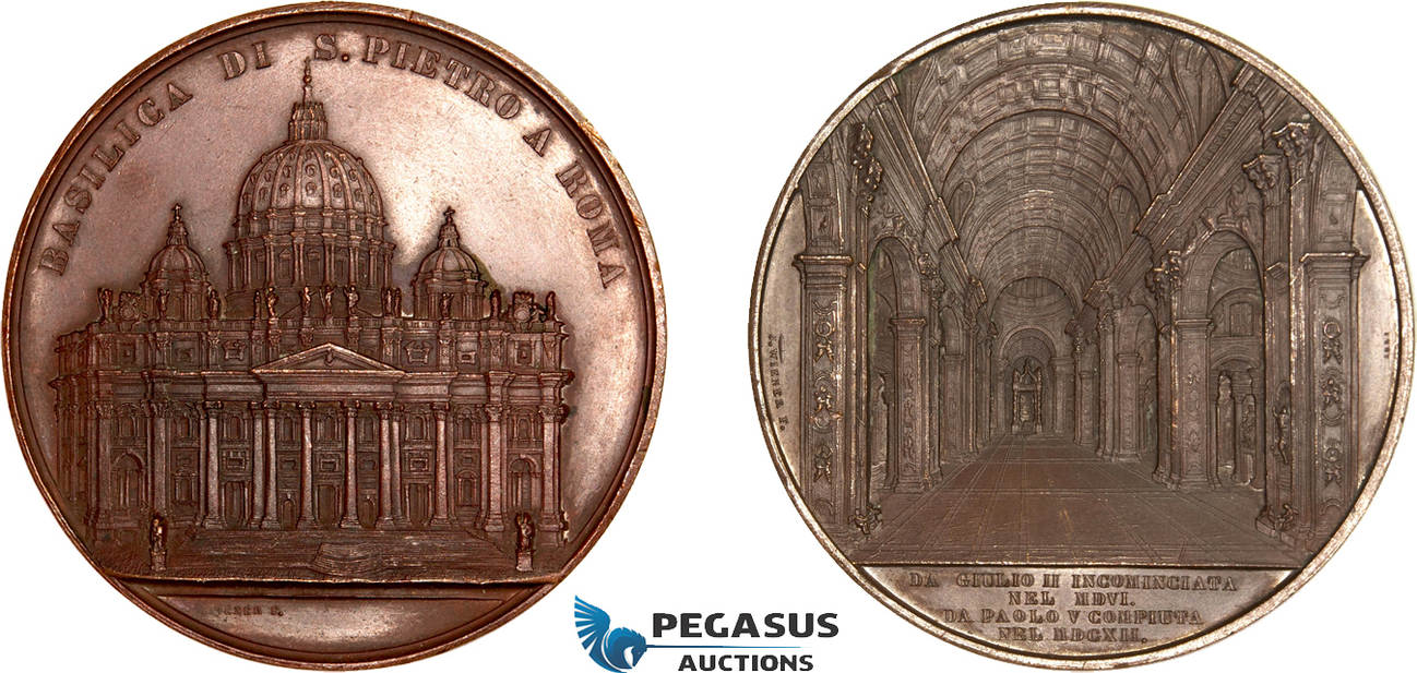 Italy & Vatican Bronze Medal 1857 Rome Saint Peter’s Cathedral XF | MA ...