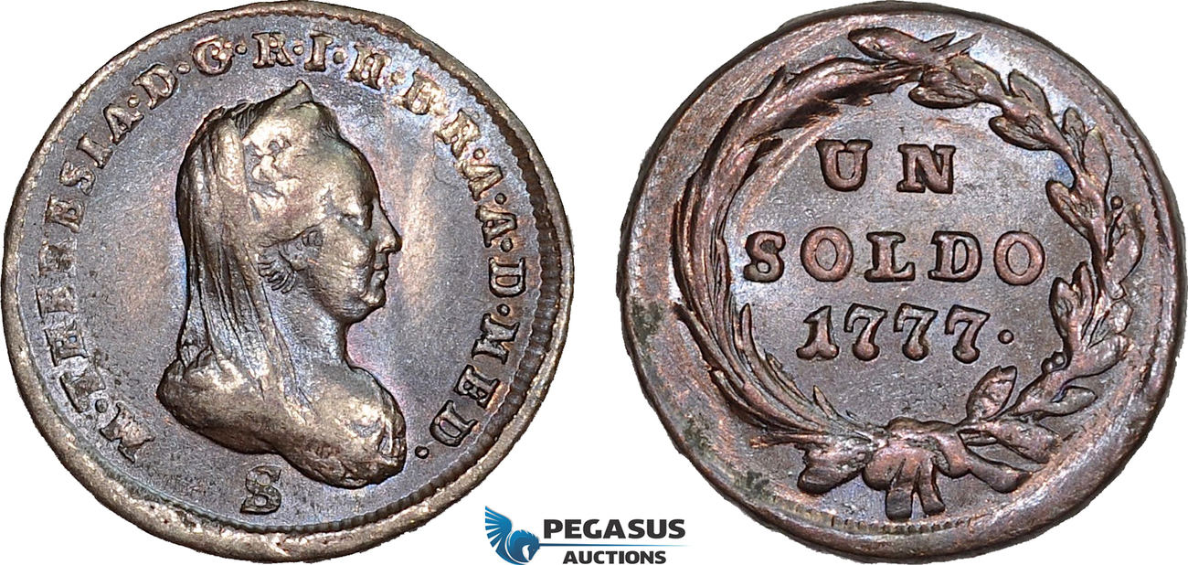Italy 1 Soldo 1777 Lombardy, Maria Theresia XF-AU | MA-Shops