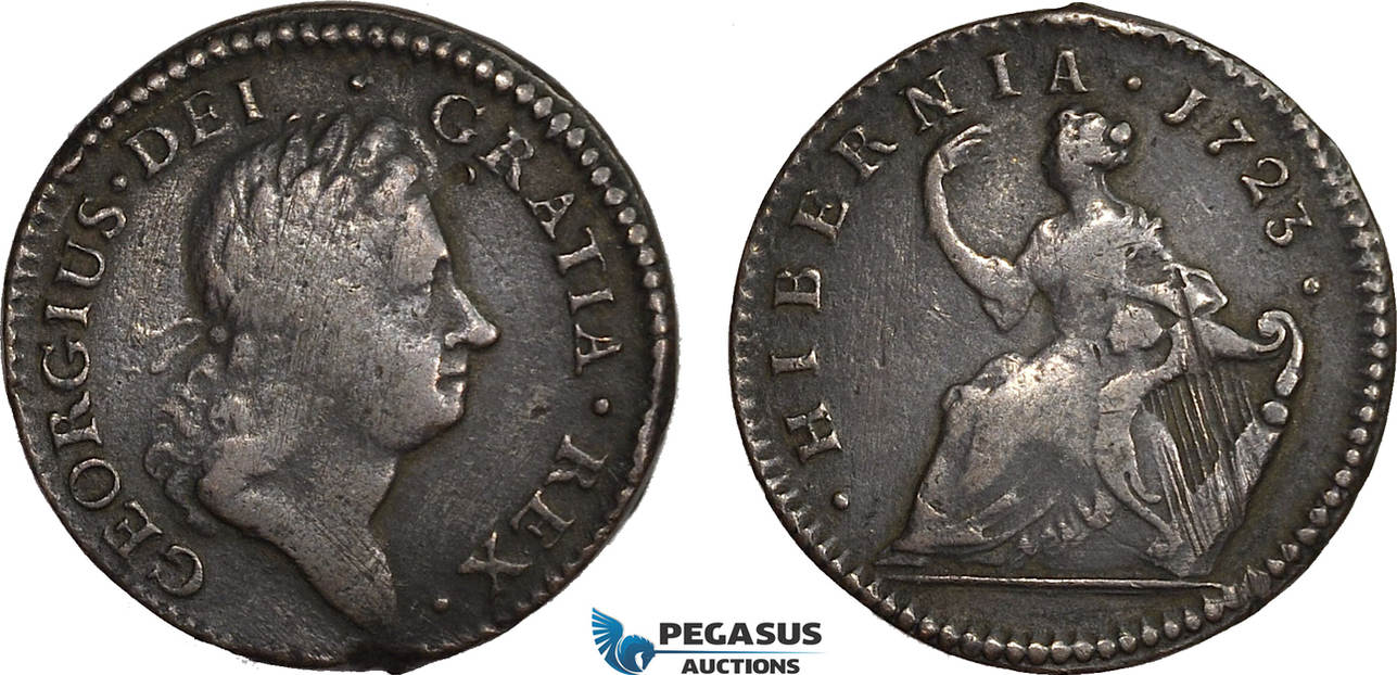 Early American Farthing 1723 Woods Hibernia VF | MA-Shops