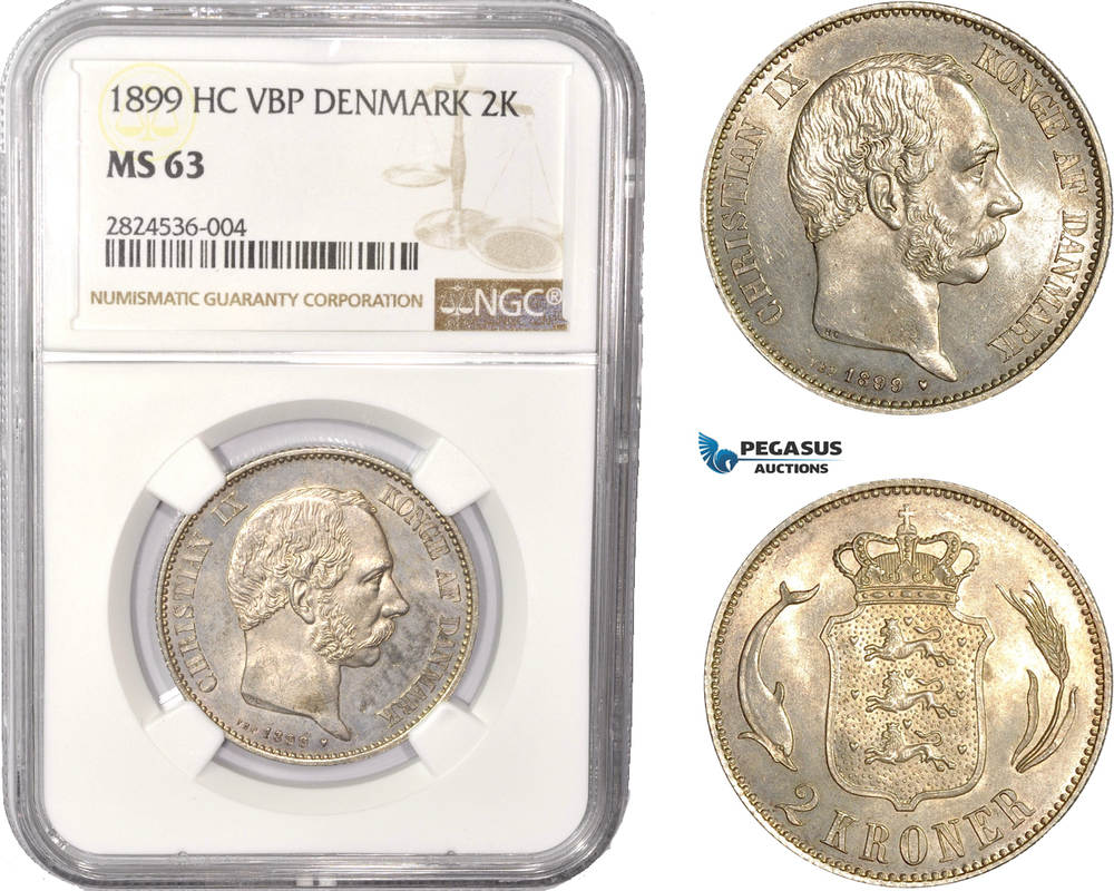 Denmark 2 Kroner 1899 Christian IX NGC MS63 | MA-Shops