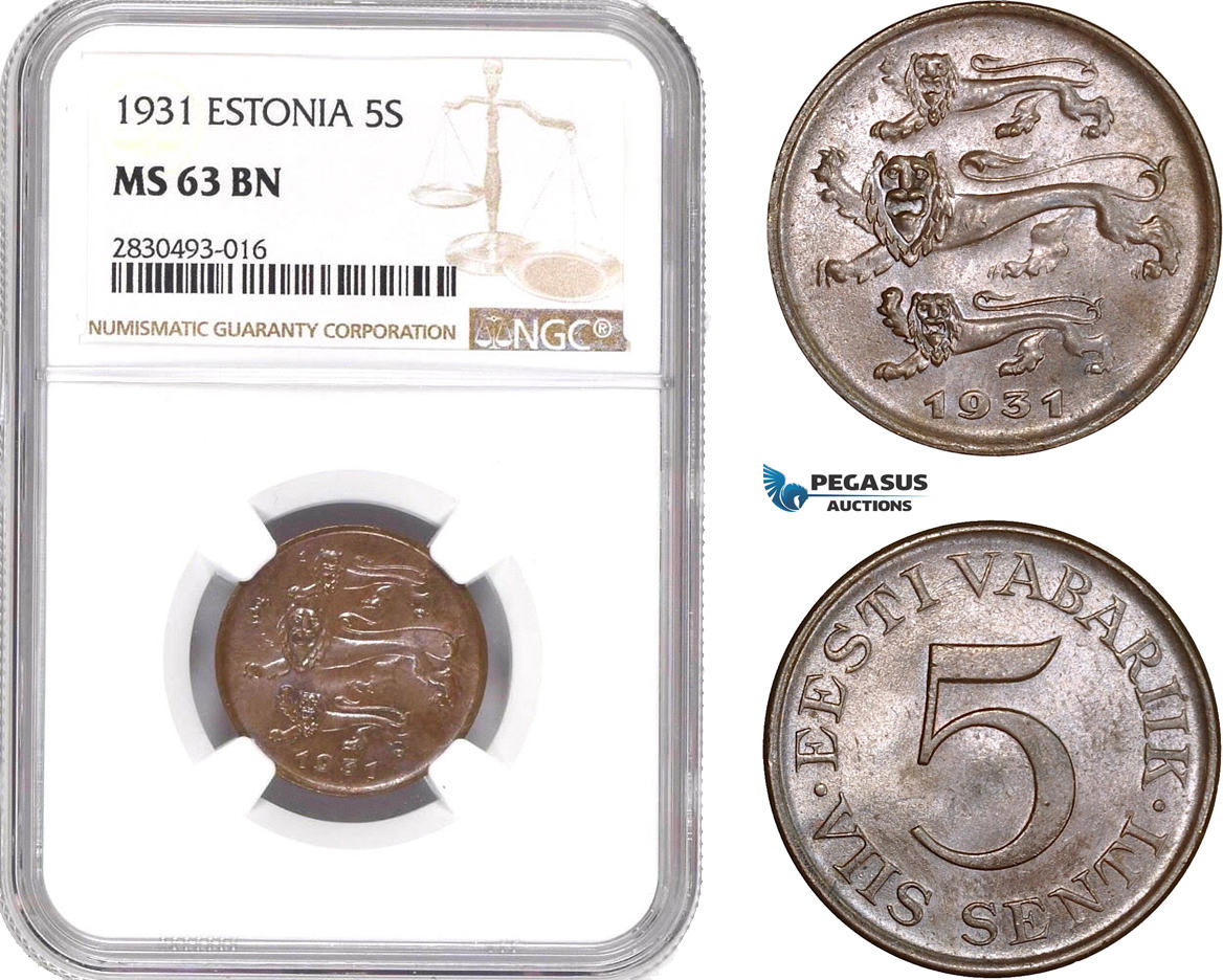 Estonia 5 Senti 1931 NGC MS63BN | MA-Shops