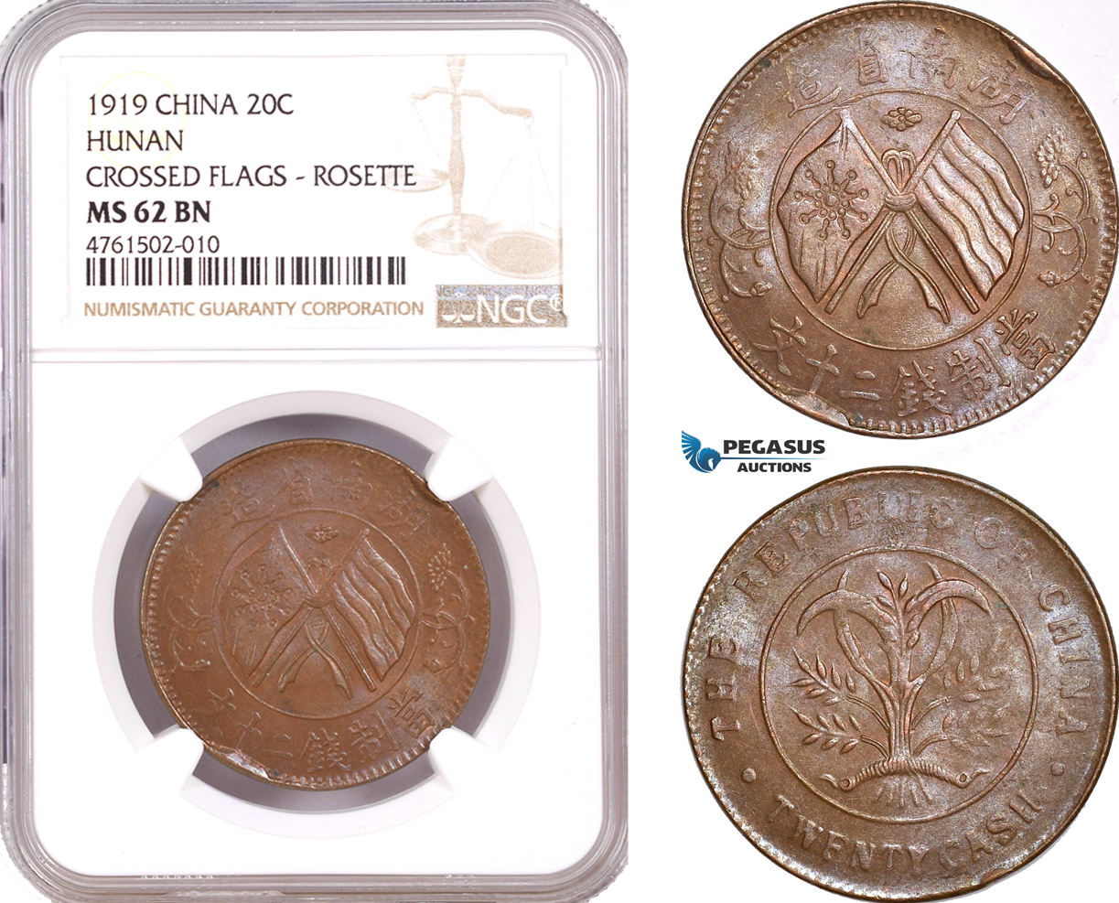 China 20 Cash 1919 Hunan NGC MS62BN | MA-Shops