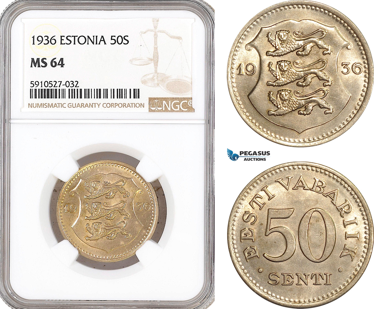 Estonia 50 Senti 1936 NGC MS64 | MA-Shops