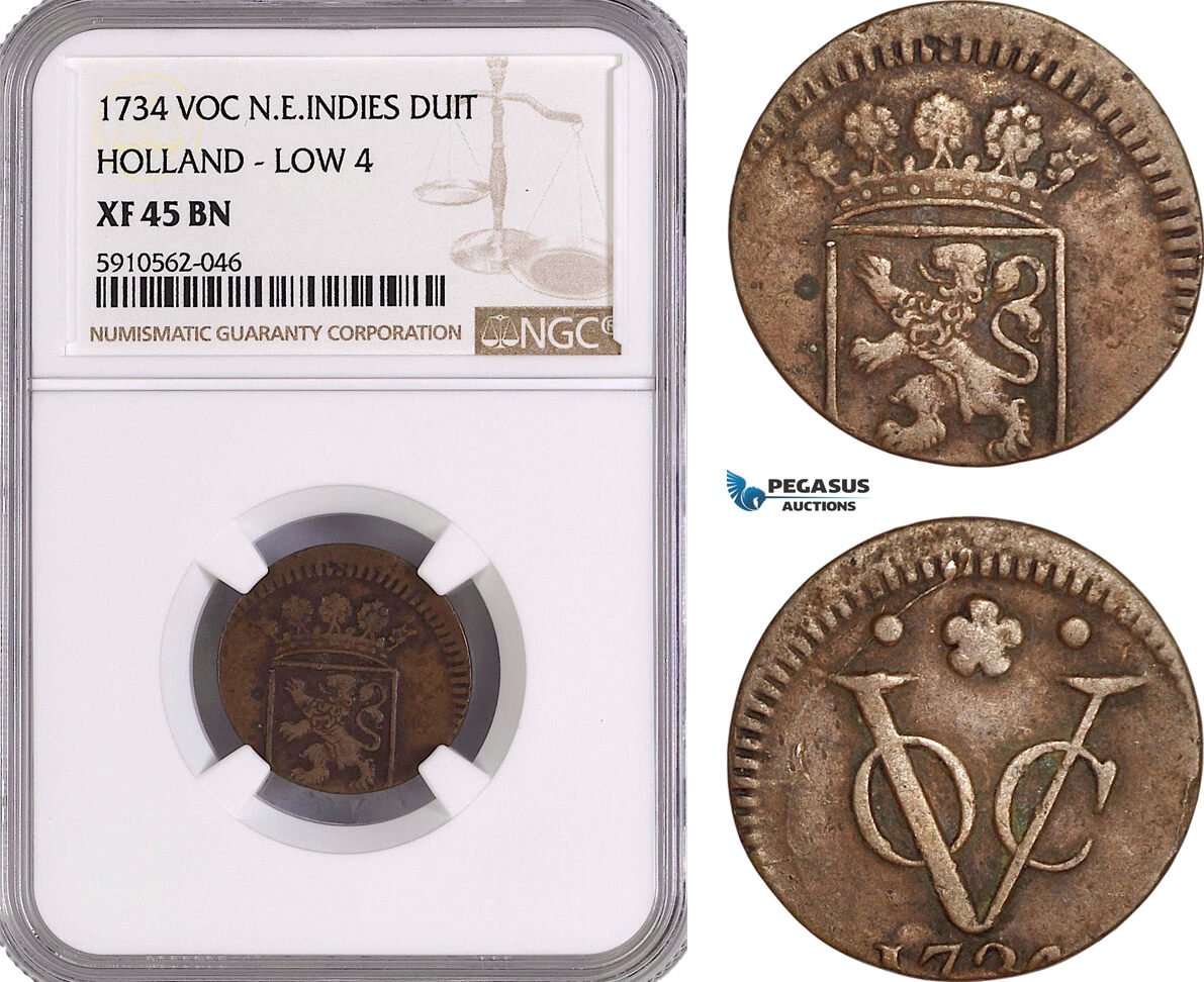 Netherlands East Indies 1 Duit 1734 VOC NGC XF64BN | MA-Shops