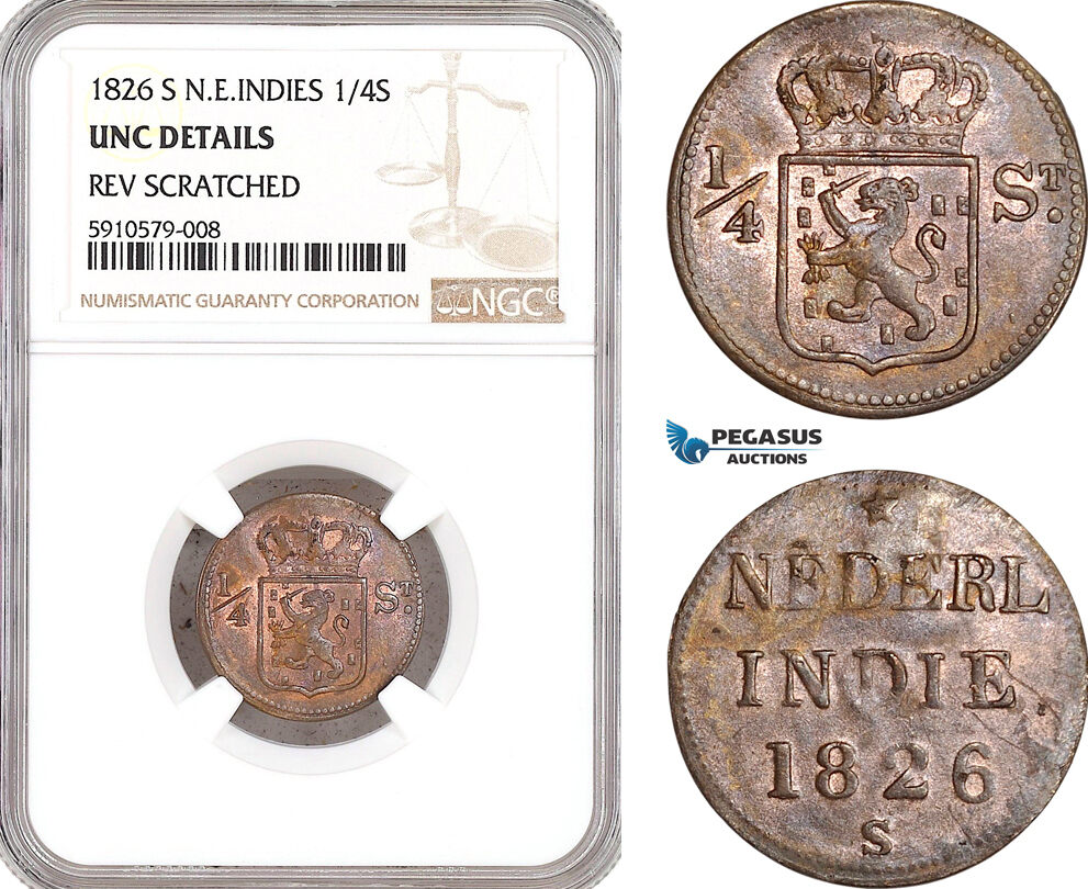 Netherlands East Indies 1/4 Stuiver 1826 NGC UNC | MA-Shops