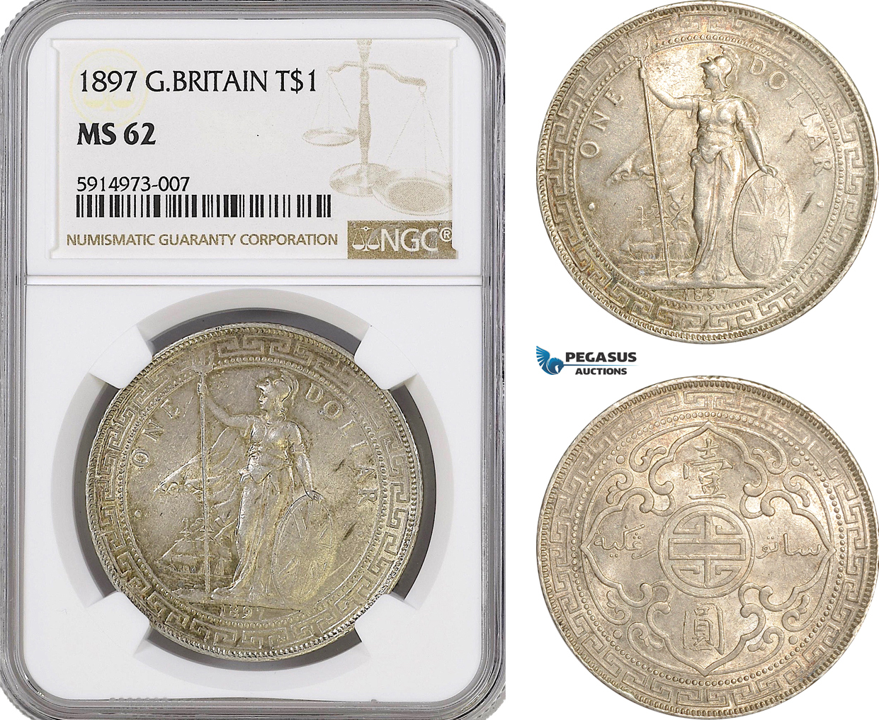 Great Britain Trade Dollar 1897 NGC MS62 | MA-Shops