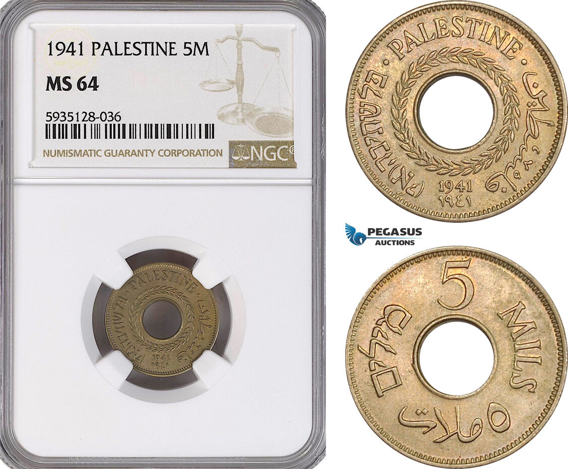 Palestine 5 Mils 1941 NGC MS64 | MA-Shops