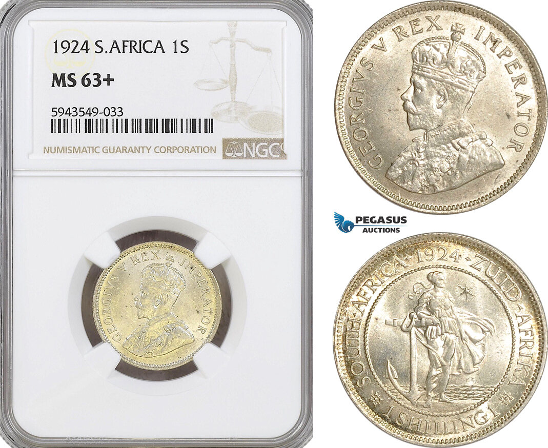 South Africa 1 Shilling 1924 NGC MS63+ | MA-Shops