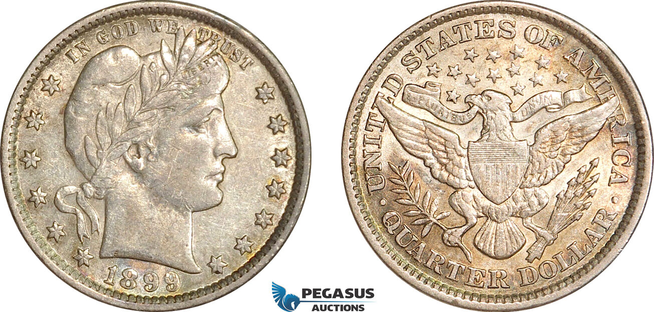 United States Barber Quarter Dollar (25C) 1899 XF-AU | MA-Shops