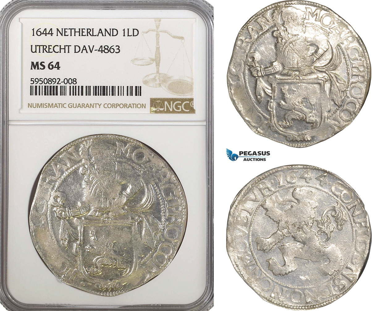 Netherlands Lion Daalder (1st American Dollar) 1644 Utrecht NGC MS64 ...