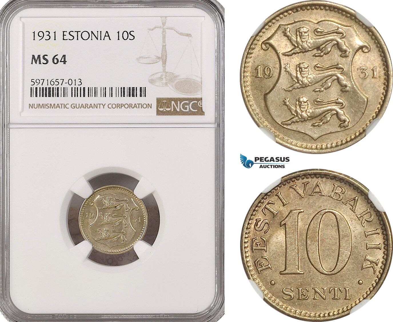Estonia 10 Senti 1931 NGC MS64 | MA-Shops