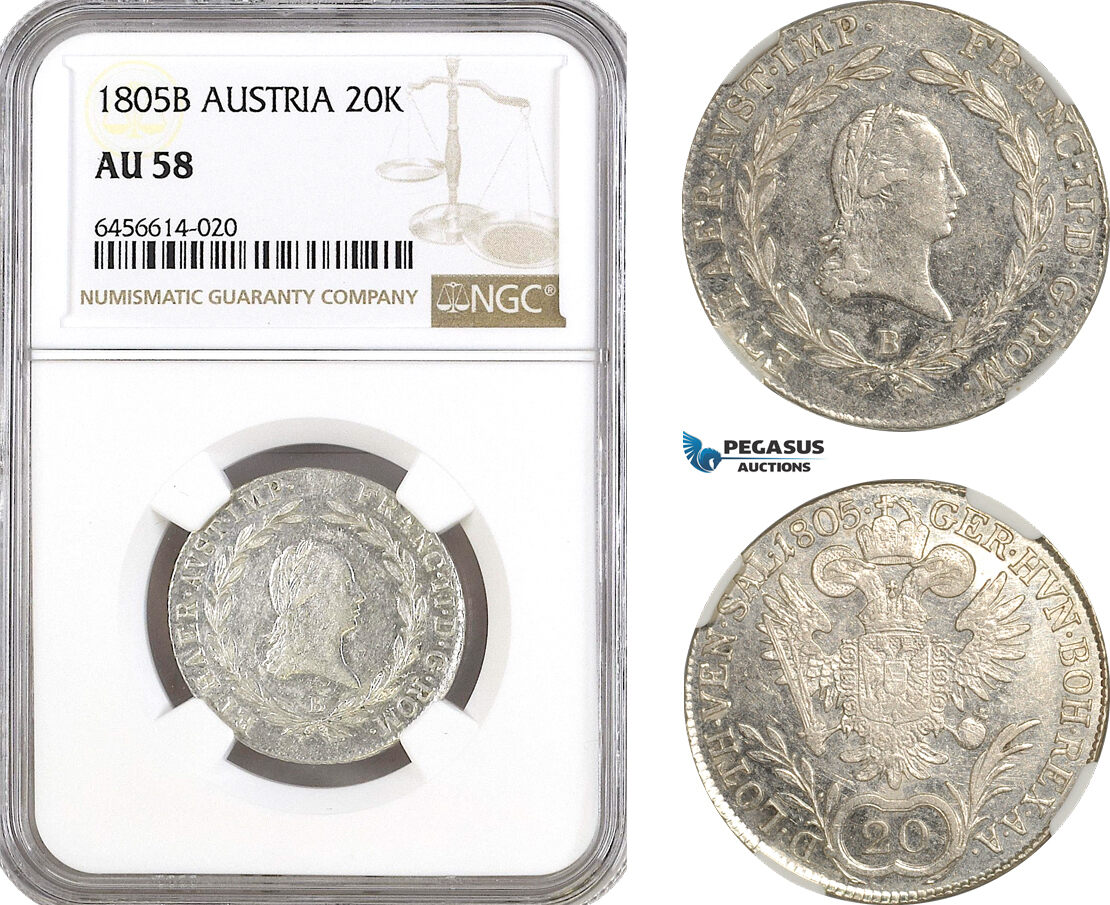 Austria 20 Kreuzer 1805 B NGC AU58 | MA-Shops