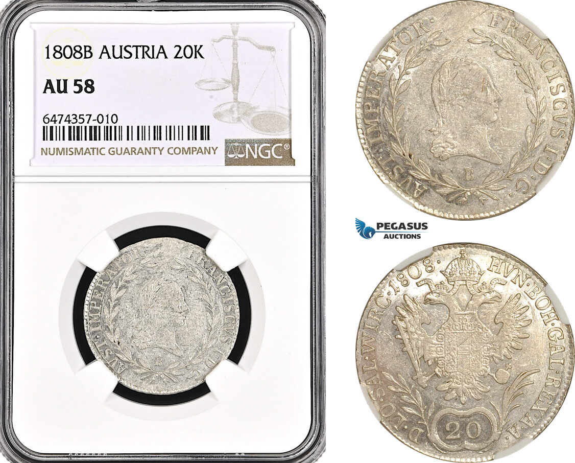 Austria 20 Kreuzer 1808 B NGC AU58 | MA-Shops