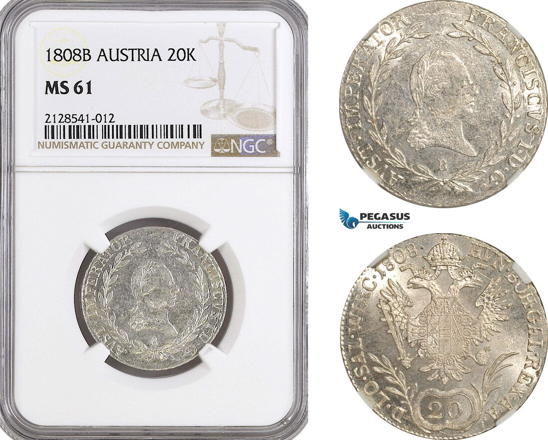 Austria 20 Kreuzer 1808 B NGC MS61 | MA-Shops