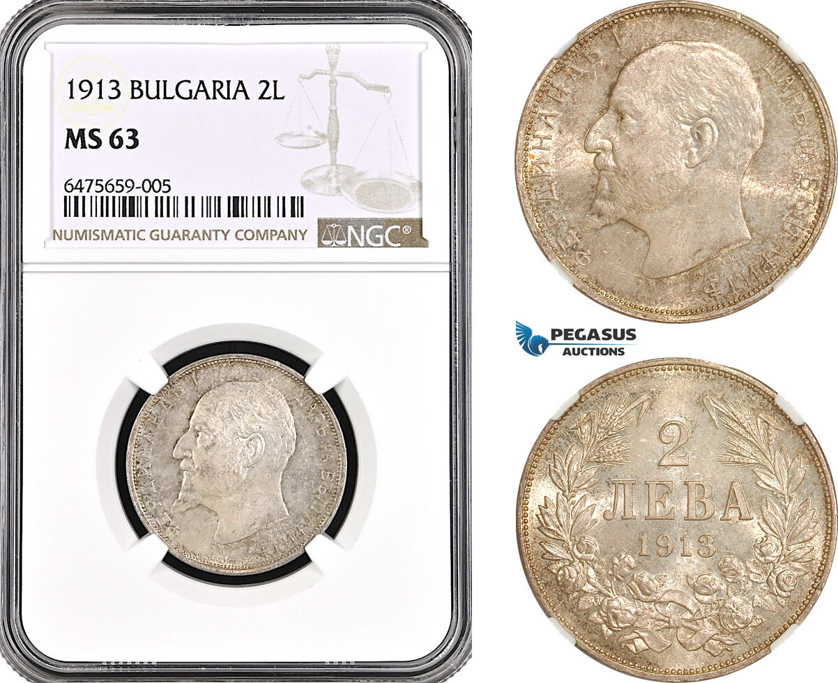 Bulgaria 2 Leva 1913 NGC MS63 | MA-Shops