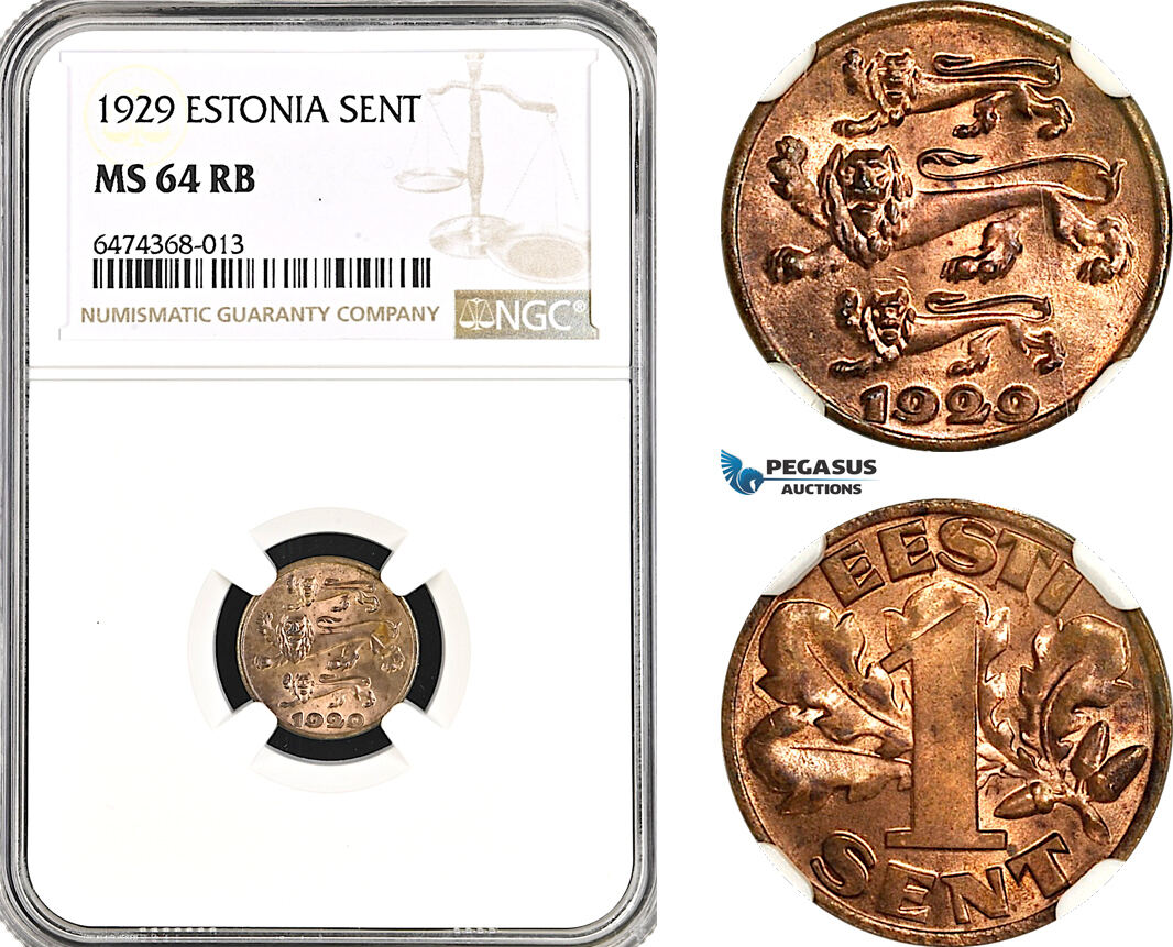 Estonia 1 Sent 1929 NGC MS64RB | MA-Shops
